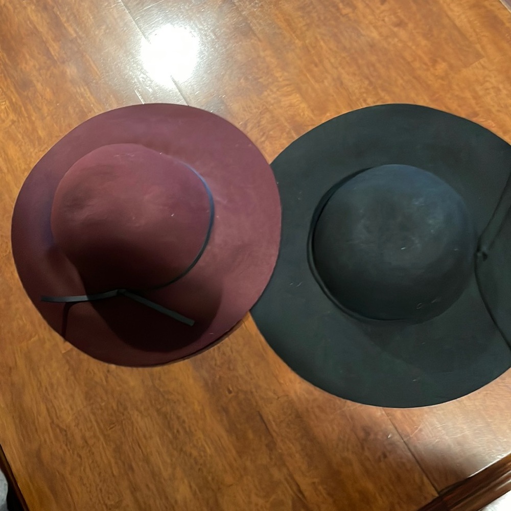100% Wool Floppy Hats - Maroon And Black - Gem